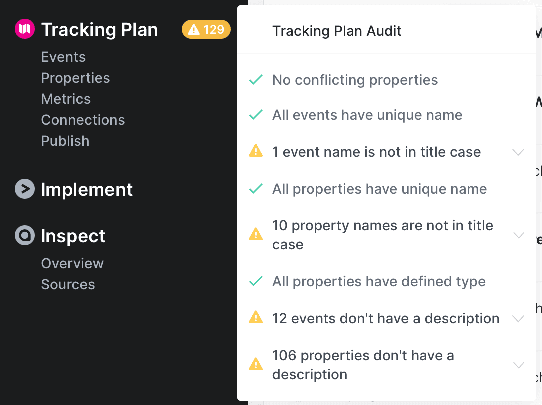 Audit your existing tracking plan - Avo Docs