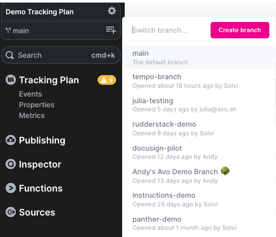 1. Plan analytics update in Avo branch - Avo Docs