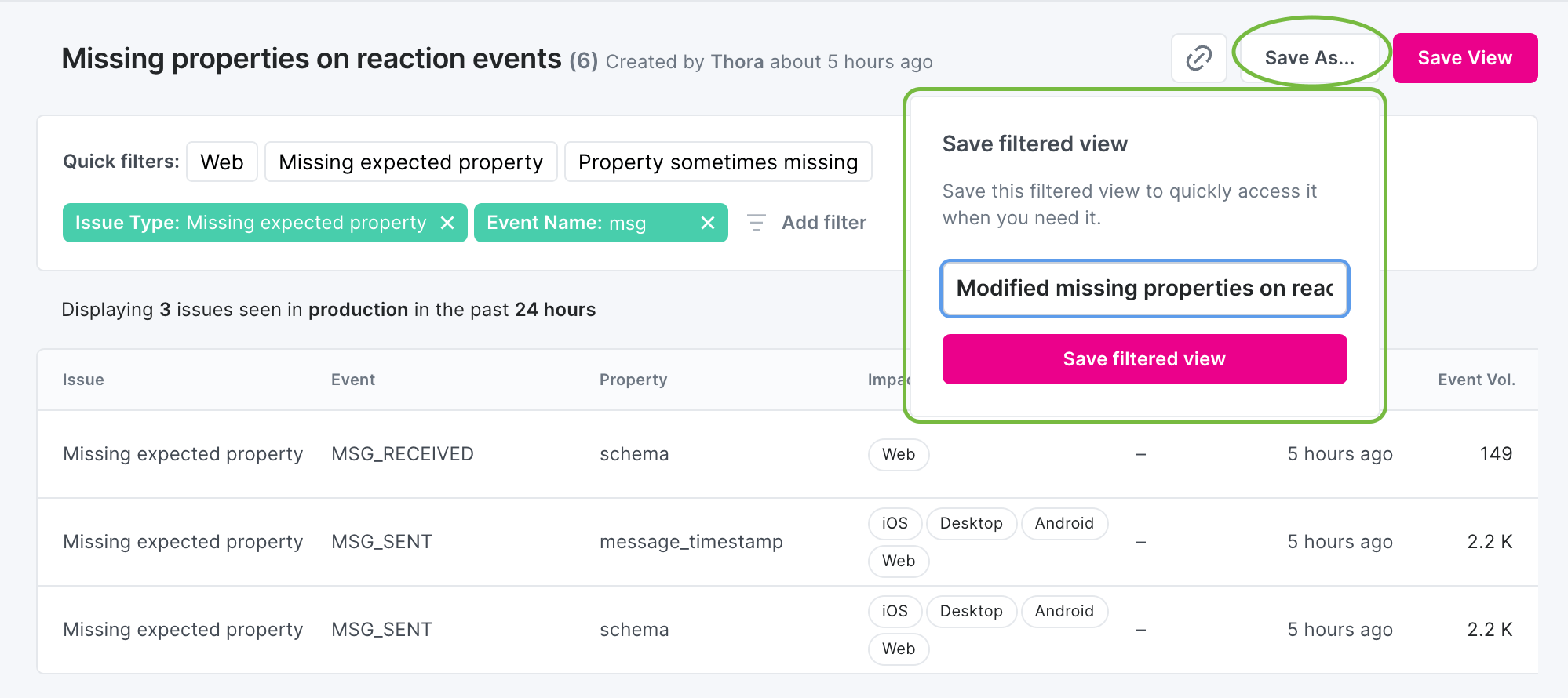 Inspector Issues View - Avo Docs